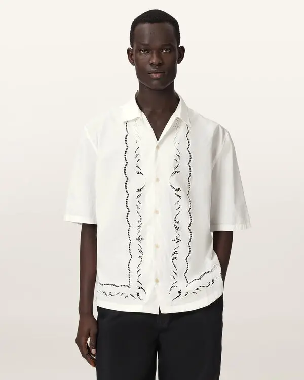 ALLSAINTS Field Oversized Short Sleeve Cotton Shirt - White