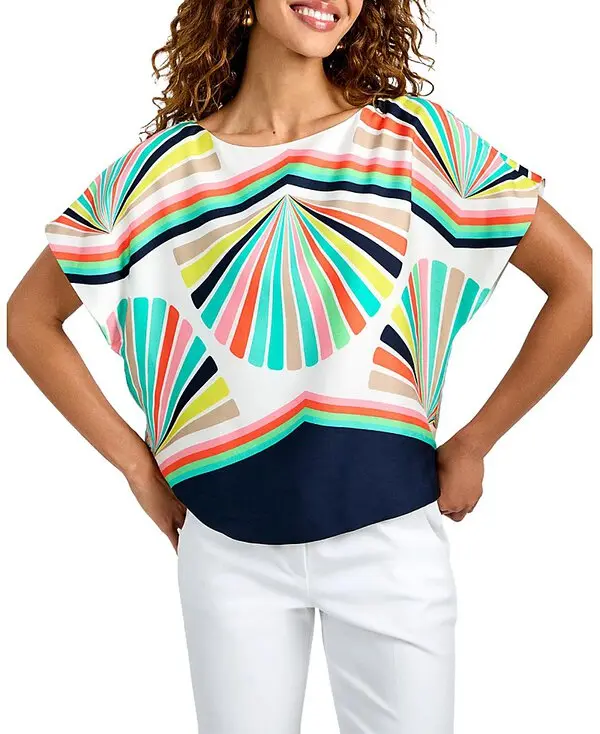 Trina Turk Breezy Top" Printed Modal Short Sleeve Blouse