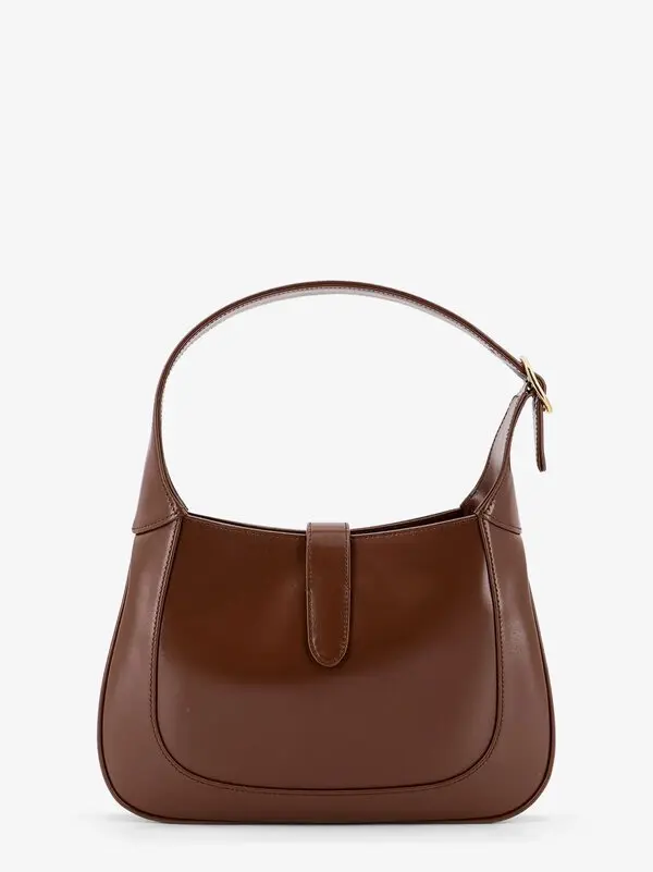 Gucci Leather Shoulder Bag With Metal Details - Brown