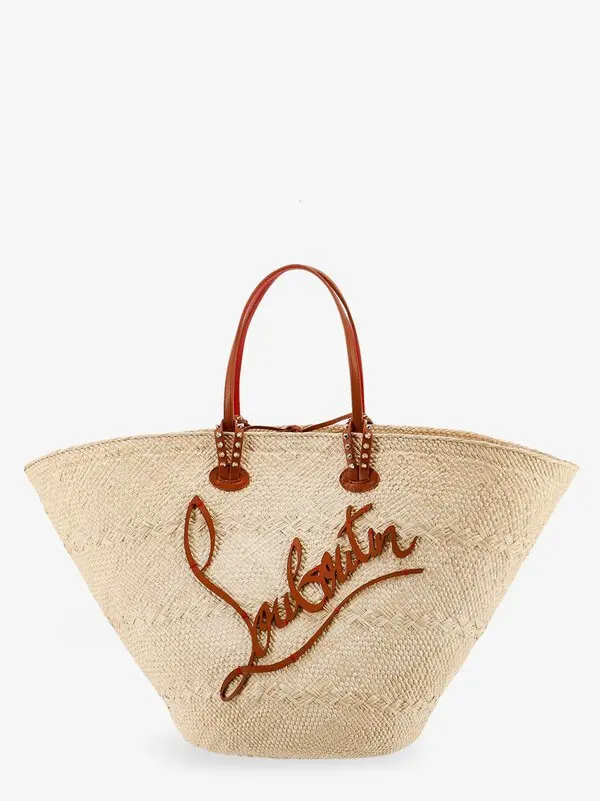 CHRISTIAN LOUBOUTIN Cabata Large Raffia Shoulder Bag - Beige