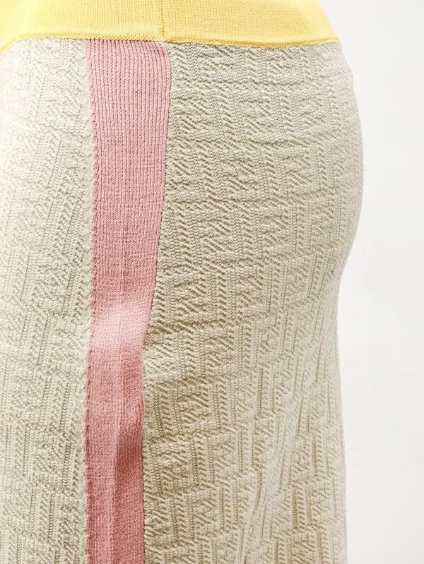 Fendi Jacquard Ff Midi Skirt - Beige