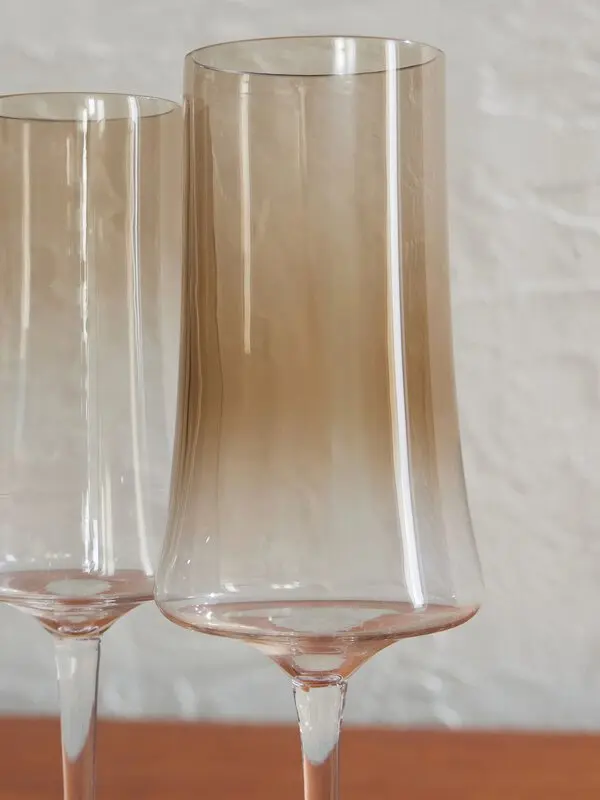 Brunello Cucinelli Set Of Two Murano Glass Flute Glasses
