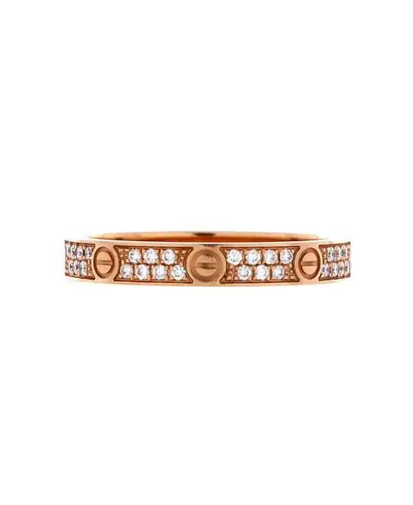 CARTIER Small Love Wedding Band Pave Diamonds Ring 18k Rose Gold And Diamonds - Pink
