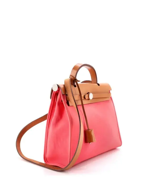 Hermès 31 Herbag Zip Leather And Toile - Pink