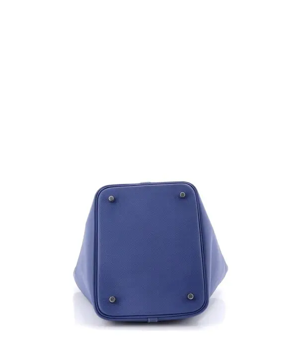 Hermès Mm Picotin Lock Bag Tressage Epsom - Blue/ Blue/ Orange