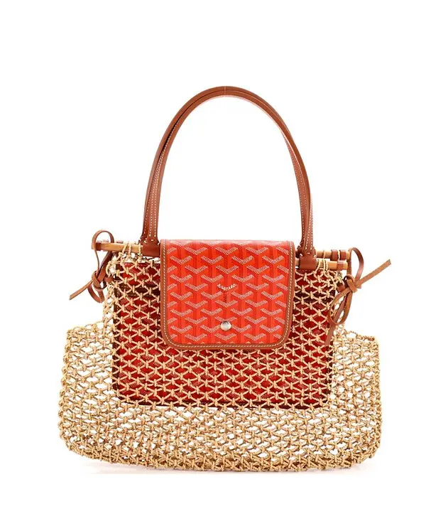 Goyard Aligre Bag Raffia Net With Coated Canvas - Orange/ Natural/ Orange