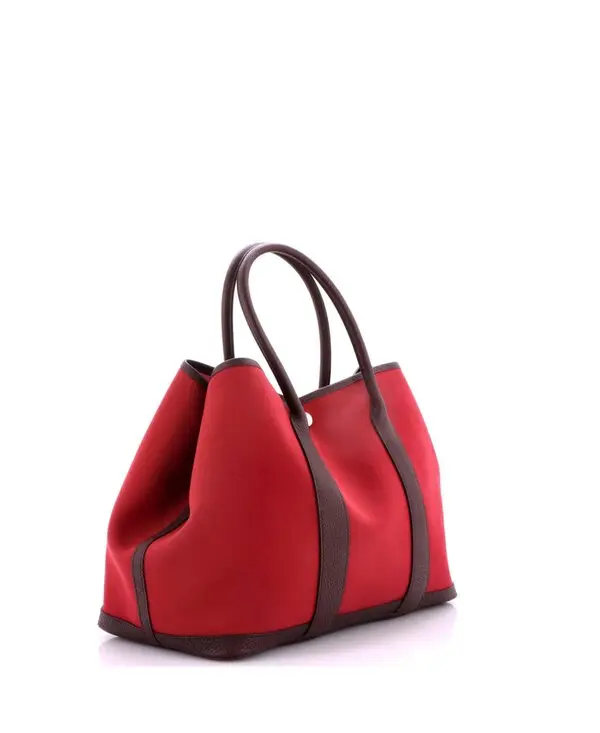 Hermès 36 Garden Party Tote Toile And Leather - Red