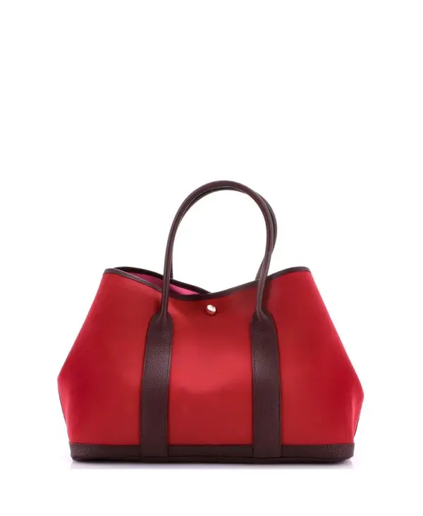 Hermès 36 Garden Party Tote Toile And Leather - Red