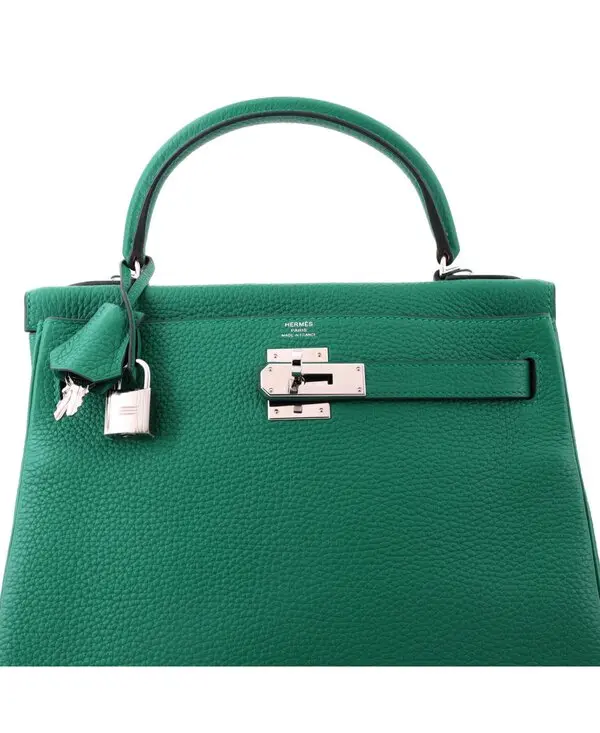 Hermès Kelly 28 Handbag Green Togo With Palladium Hardware - Vert Vertigo