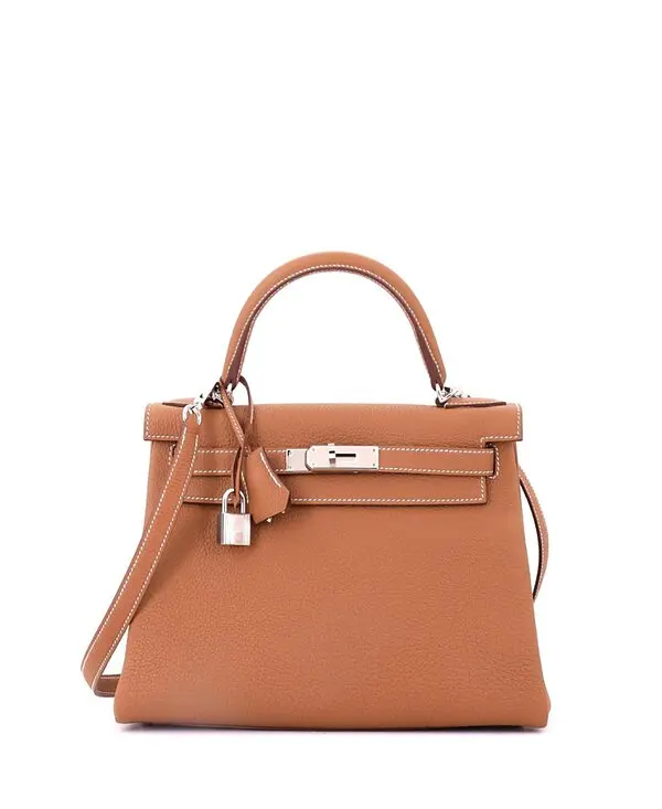 Hermès Kelly 28 Handbag Brown Togo With Palladium Hardware - Gold