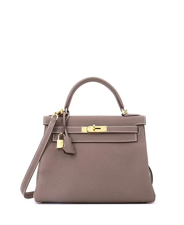 Hermès Kelly 28 Handbag Grey Togo With Gold Hardware - Etoupe