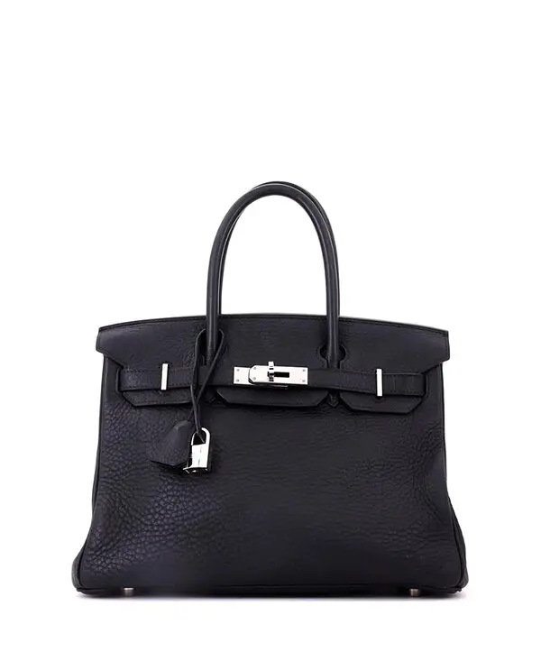 Hermès Birkin 30 Handbag Black Clemence With Palladium Hardware - Noir