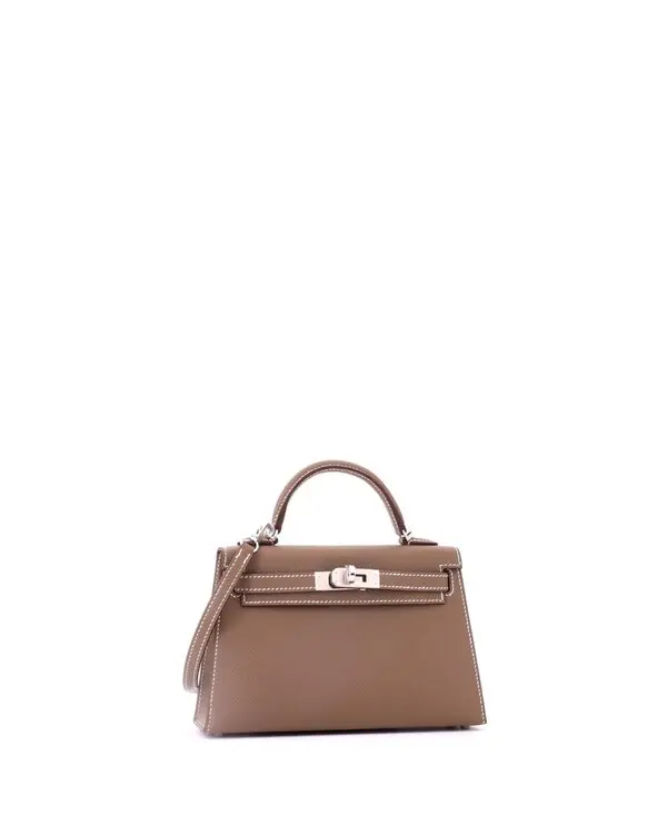 Hermès Kelly 20 Handbag Grey Epsom With Palladium Hardware - Etoupe