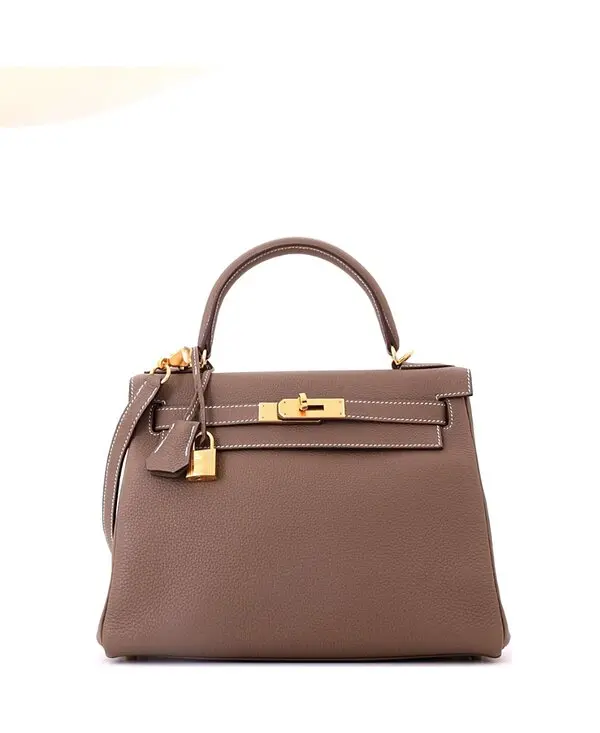 Hermès Kelly 28 Handbag Grey Togo With Gold Hardware