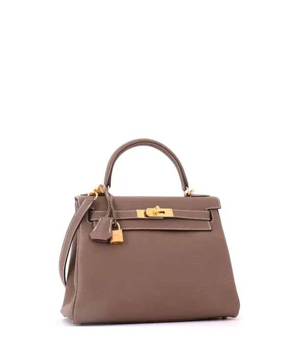 Hermès Kelly 28 Handbag Grey Togo With Gold Hardware