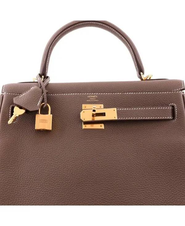 Hermès Kelly 28 Handbag Grey Togo With Gold Hardware