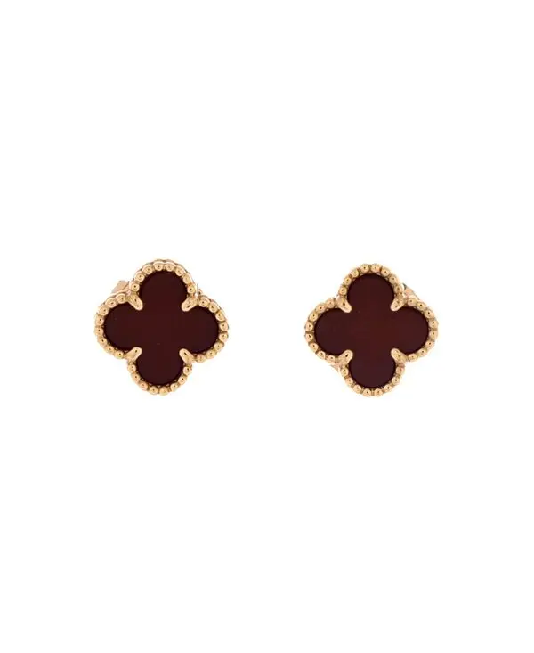 VAN CLEEF & ARPELS Sweet Alhambra Stud Earrings 18k Rose Gold And Carnelian - K Rose Gold