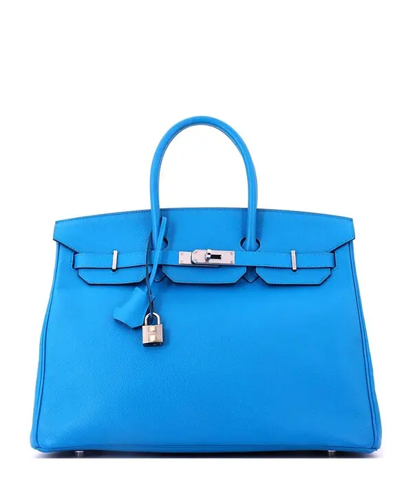 Hermès Birkin 35 Handbag Blue Epsom With Palladium Hardware - Bleu Zanzibar