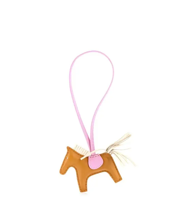 Hermès Pm Grigri Rodeo Bag Charm Leather - Brown/ Brown/ Natural/ Pink
