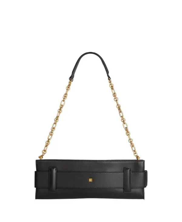 Balmain Anthem Smooth Leather Clutch With Gold Tone Hardware - Black