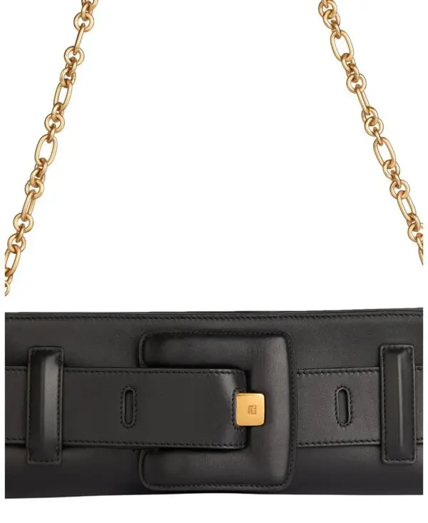 Balmain Anthem Smooth Leather Clutch With Gold Tone Hardware - Black