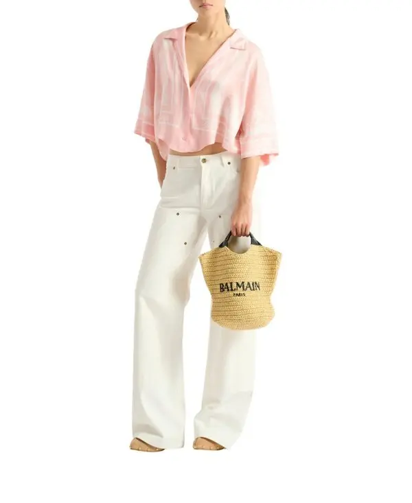 Balmain Paris Crochet Tote Bag - Beige