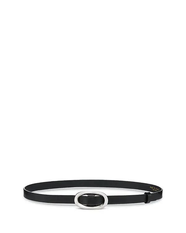 Rag & Bone Harper Leather Belt With Gold Tone Buckle - Black
