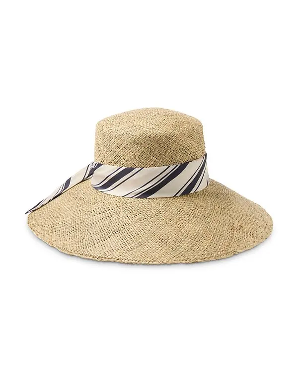 Rag & Bone Wide Brim Sun Hat - Black White Straw