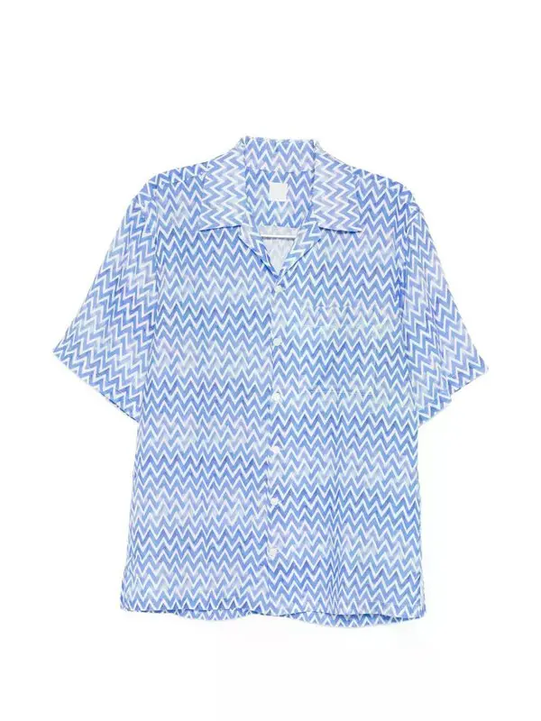 120% Lino Chevron-print Short-sleeved Shirt