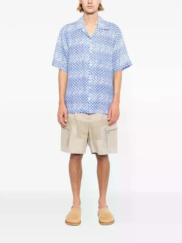 120% Lino Chevron-print Short-sleeved Shirt