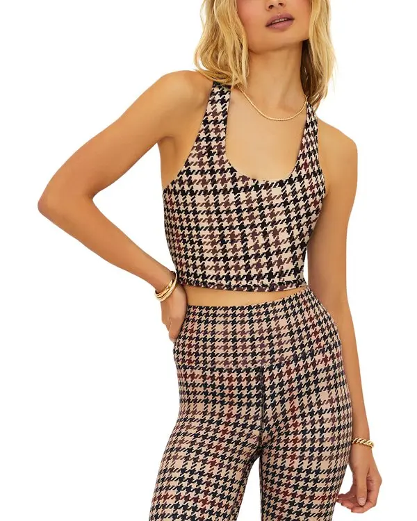 Beach Riot Yara Houndstooth Print Top - Midnight Houndstooth