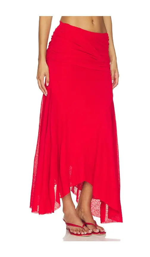 GANNI Marl Mesh Draped Long Skirt - Goji Berry