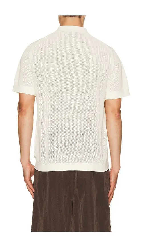Onia Crochet Knit Button Up Shirt In Cream