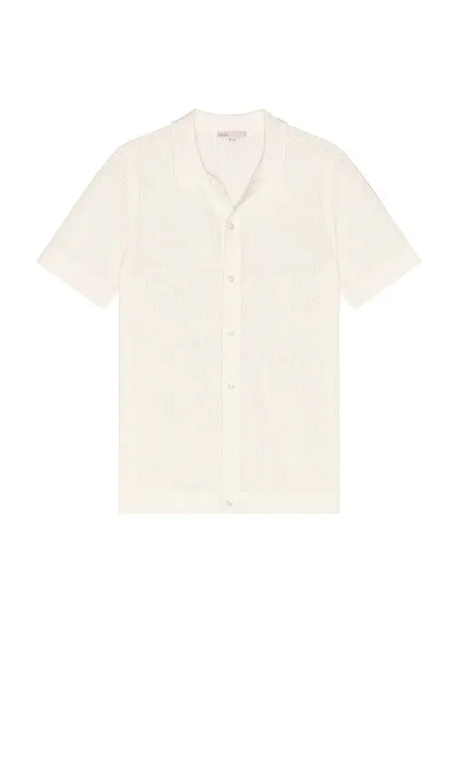 Onia Crochet Knit Button Up Shirt In Cream