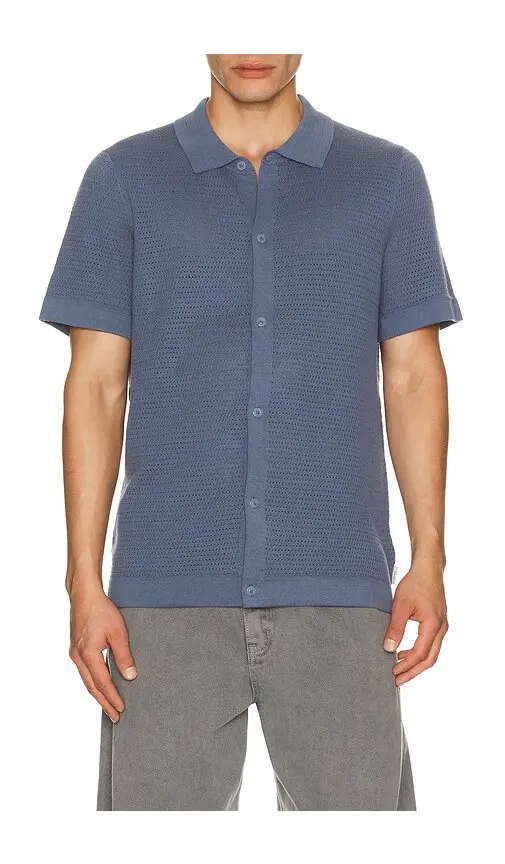 Onia Drop Needle Button Up Shirt In Slate