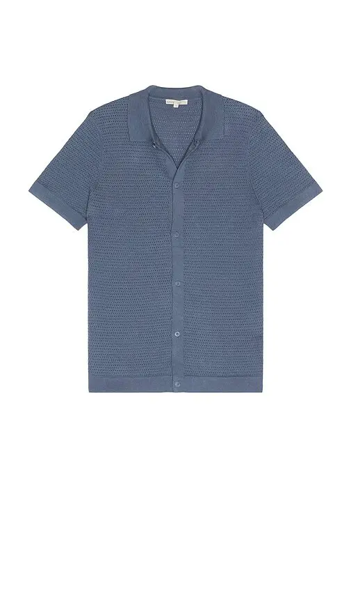 Onia Drop Needle Button Up Shirt In Slate