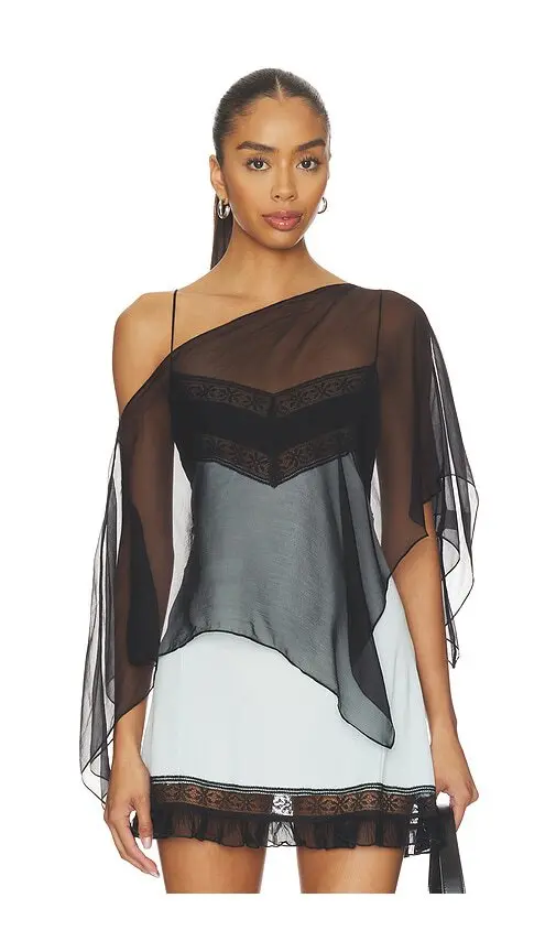 BUCI Honeycrisp Chiffon Poncho - Black