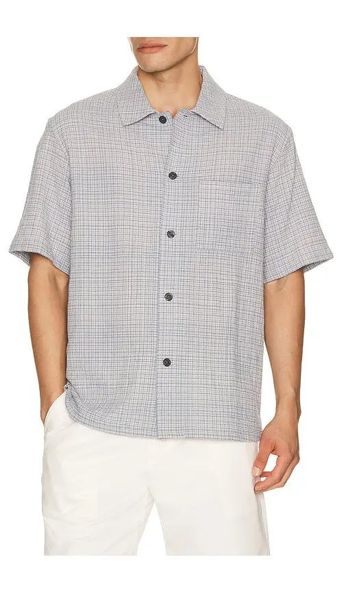 Theory Mini Texture Check Shirt In Grey,slate - Bering Multi