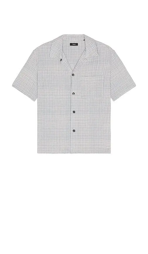Theory Mini Texture Check Shirt In Grey,slate - Bering Multi