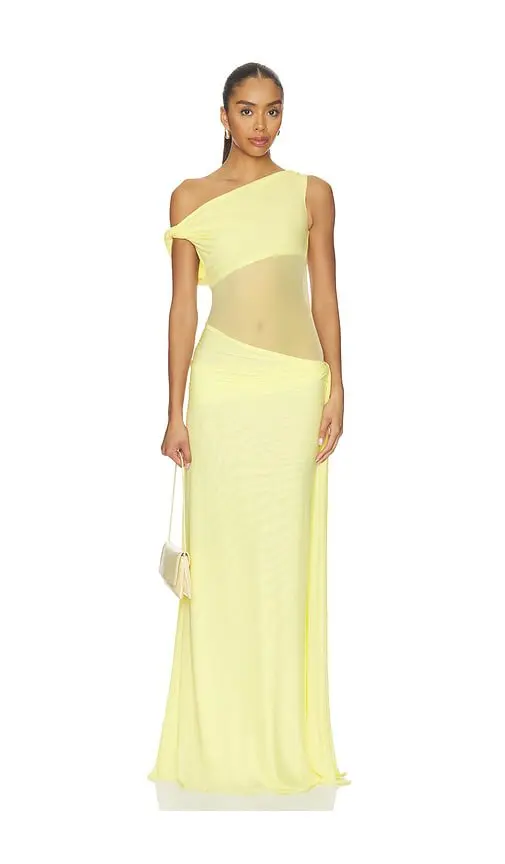 Misha Collection Sisal Mesh Gown - Lemon