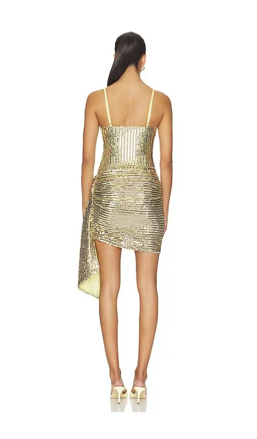 AREA Wrapped Sequin Mini Dress