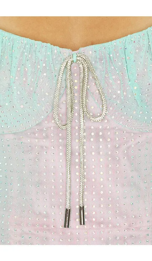 AREA Crystal Hotfix Gown - Mint