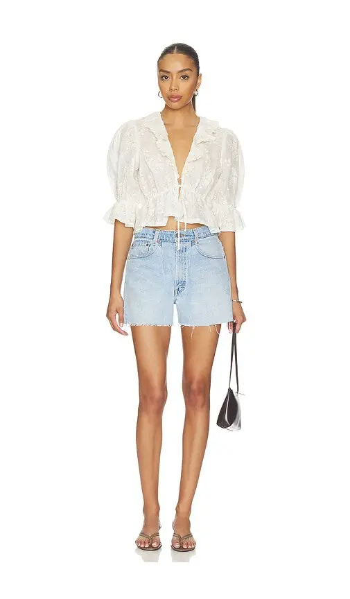 Tularosa Elisa Blouse With Ruffle Trim And Front Tie