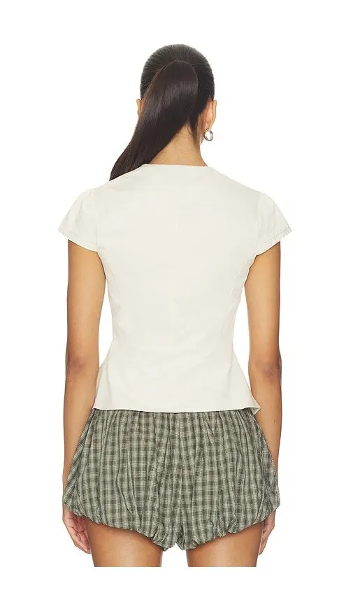 Lioness Kendall Top With Square Neckline And Front Button Closure - Sand