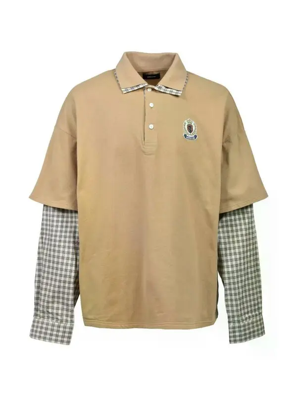 BREATH Layered-sleeve Check-pattern Polo Shirt - Neutrals