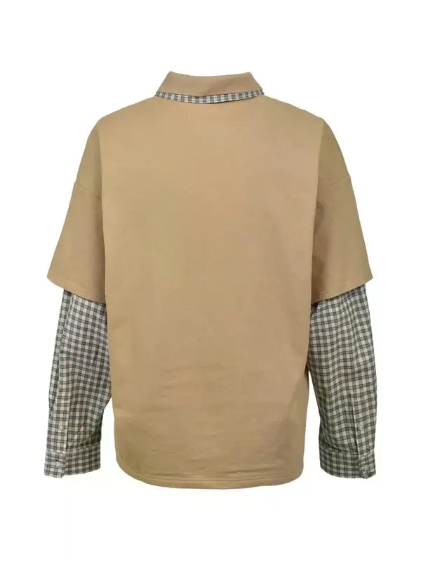 BREATH Layered-sleeve Check-pattern Polo Shirt - Neutrals