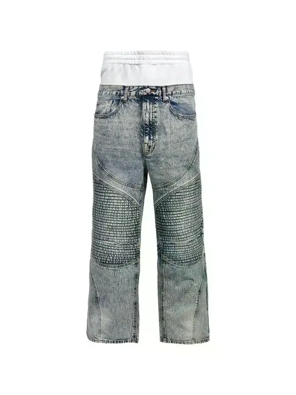BREATH Acid Wash Panelled Jeans - Blue