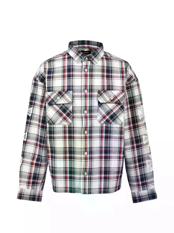 BREATH Check-pattern Graphic-print Shirt - Neutrals