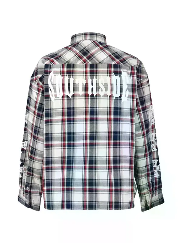 BREATH Check-pattern Graphic-print Shirt - Neutrals