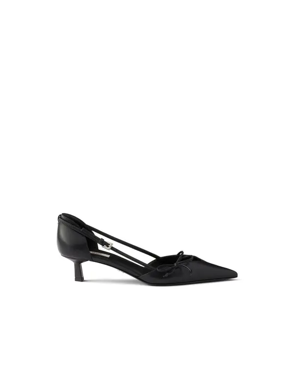 Prada Open-side Leather Pumps With Buckle Detail - Black